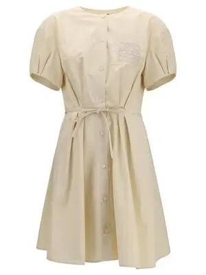 Loewe Lightweight Cotton Poplin Dress - Cream