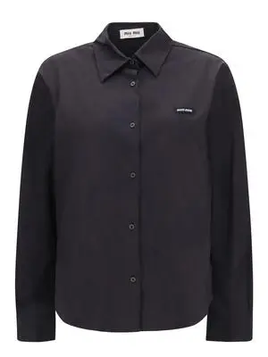 Miu Miu Stretch Poplin Shirt - Black