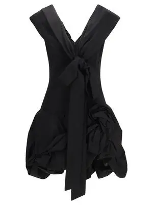 Magda Butrym Midi Dress With Draped Shawl Collar - Black