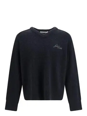 Acne Studios Camel Hair V-neck Sweater - Black