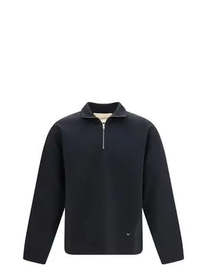 Valentino Garavani Half-zip High-neck Jersey Sweatshirt - Black