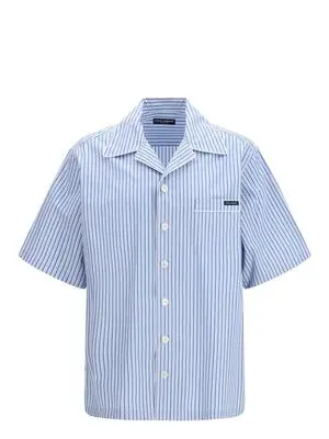 Dolce & Gabbana Striped Poplin Hawaii Shirt - Blue