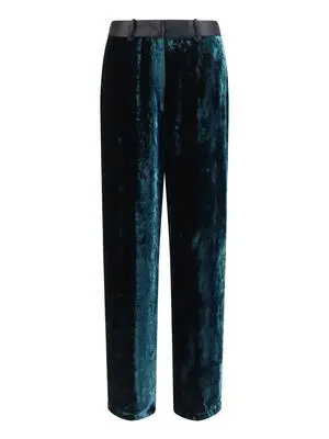 FORTE_FORTE Moiré Velvet Tuxedo Pants - Green