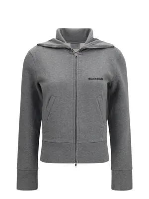 Balenciaga Fitted Zip-up Hoodie - Gray
