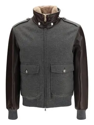 Brunello Cucinelli Brunello Cucinelli Men Membrane Finished Cashmere Beaver Bomber Gray