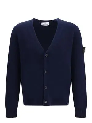 Stone Island Stone Island Men Alpaca And Wool-Blend V-Neck Cardigan Blue