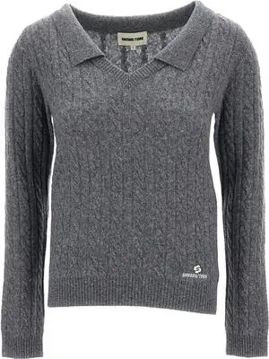 SHUSHU/TONG Maglia A Trecce Scollo A V - Grey