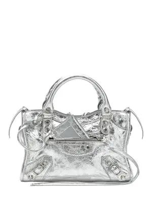 Balenciaga Le City Mini Bag In Metallic Leather - Silver