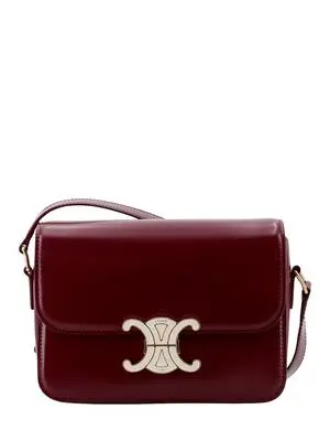 Celine Teen Triomphe Leather Crossbody Bag With Enameled Triomphe Logo - Multicolor