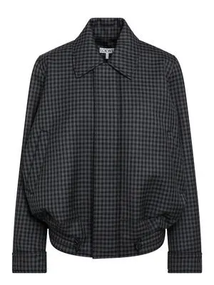 Loewe Blue And Black Wool Drawstring Jacket - Black