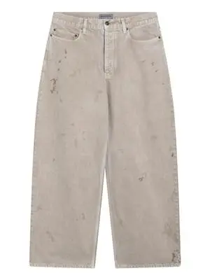 Balenciaga Beige Distressed Jeans With Ripped Details - Cream