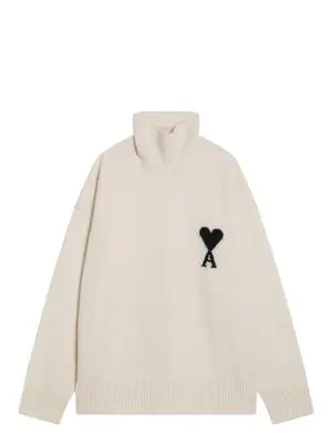 AMI Paris De Coeur Turtleneck Sweater - White