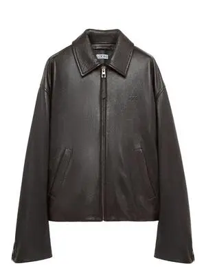 Loewe Dark Deerskin Zip-up Jacket - Brown
