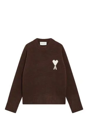 AMI Paris De Coeur Wool Sweater - Brown