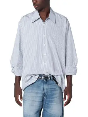 Our Legacy Above Striped Cotton Poplin Shirt - Gray
