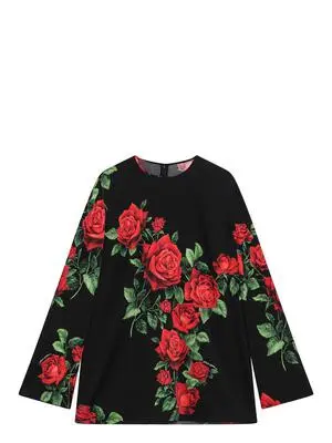 Dolce & Gabbana Silk Blouse With Floral Print - Black