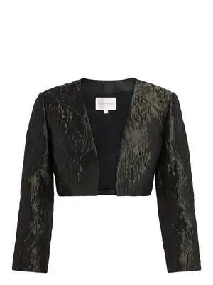 Carolina Herrera Cloqué Floral Cropped Jacket - Green