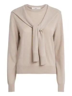 Arch4 Cashmere Tie-front Sonja Sweater Beige