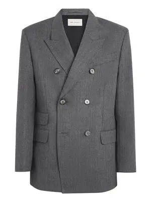 AMI Paris Wool Double-breasted Blazer - Grey