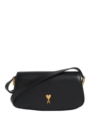 AMI Paris Leather Paris Paris Shoulder Bag - Black