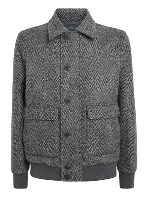 HERNO Virgin Wool Herringbone Bomber Jacket