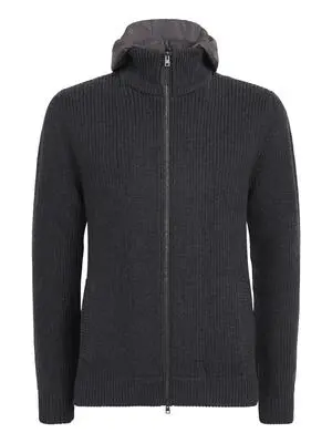 Herno Virgin Wool Ribbed Hybrid Jacket - Grey