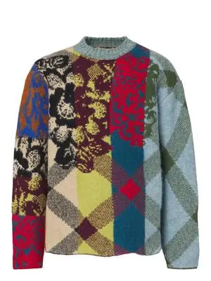 Dries Van Noten Patchwork Wool And Alpaca-blend Sweater - Multicoloured