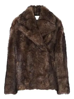 YVES SALOMON Double-breasted Shearling Jacket - Grey