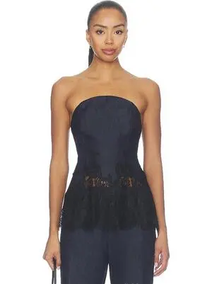 Amanda Uprichard Romilly Strapless Top In Navy - Indigo