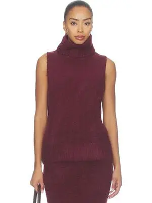 SNDYS. X Winnie Sleevless Knit Top In Wine - Cherry