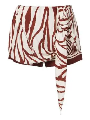 JACQUES WEI Leather-trimmed Printed Shorts