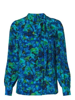Gucci Floral Silk Georgette Blouse - Blue