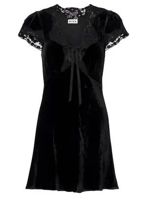 Rixo Lacie Lace-trimmed Velvet Minidress - Black