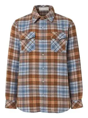 GOD'S TRUE CASHMERE Nomad Plaid Cashmere Shirt With Moonstones