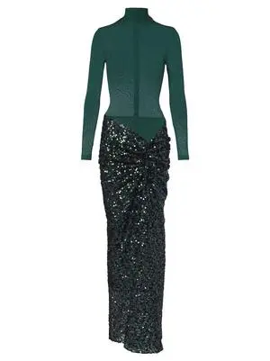 Christopher Esber Gathered Sequined Gown - Green
