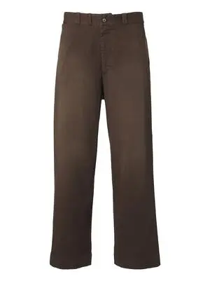 A.PRESSE Cotton Twill Wide-leg Pants - Brown