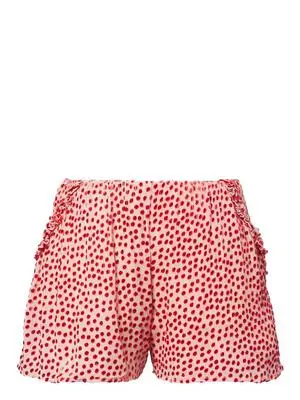 Posse Elise Polka-dot Ruffled Shorts - Red