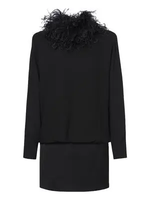 Valentino Garavani Feather-trimmed Silk Georgette Minidress - Black