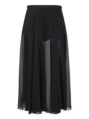 Dolce & Gabbana Pleated Sheer Silk Chiffon Midi Skirt - Black