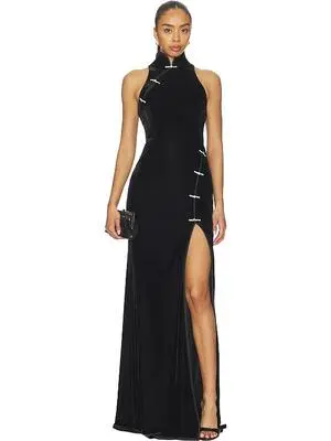 SAU LEE Ariana Velvet Gown - Black