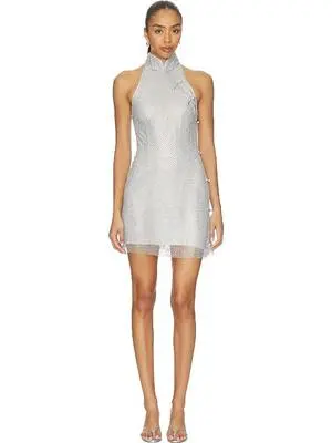SAU LEE Shao Mini Dress In Green - Silver