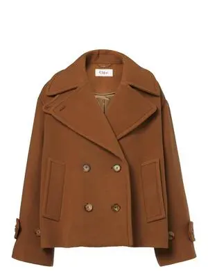 Chloé Chloé Double-breasted Oversized Wool-blend Peacoat Brown