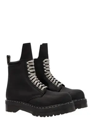 Rick Owens X Dr. Martens Quad Leather Platform Ankle Boots - Black