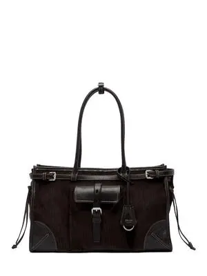 Prada Bonnie Large Corduroy Shoulder Bag - Brown