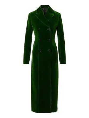 Alaïa Double-breasted Cotton Velvet Coat - Green