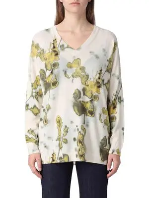 IN BED WITH YOU V-neck Pullover Jumper In Pure Wool With Abstract Print - Multicolor