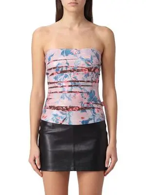 DIESEL® Floral-print Bandeau Top In Jersey With Back Zip