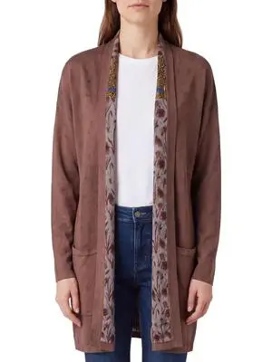 IN BED WITH YOU Open-front Pure Wool Cardigan With Contrast Trims - Fa01