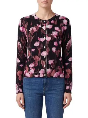 IN BED WITH YOU Button-front Polka Dot Wool Cardigan With Crew Neck - Fa01