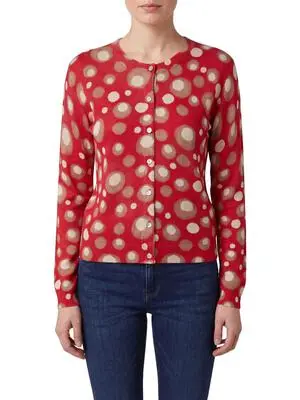 IN BED WITH YOU Button-front Polka Dot Wool Cardigan With Crew Neck - Multicolor